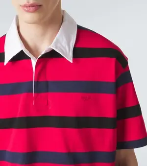 Prada Oversized Striped Cotton Pique Polo Shirt - Multicoloured
