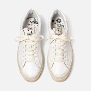 DUKE + DEXTER Plus Court Distressed Sneakers - White Distressed