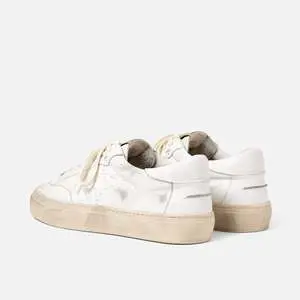 DUKE + DEXTER Plus Court Distressed Sneakers - White Distressed