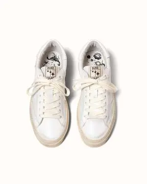 DUKE + DEXTER Plus Court Distressed Sneakers - White Distressed
