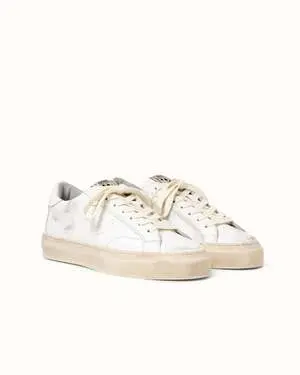 DUKE + DEXTER Plus Court Distressed Sneakers - White Distressed