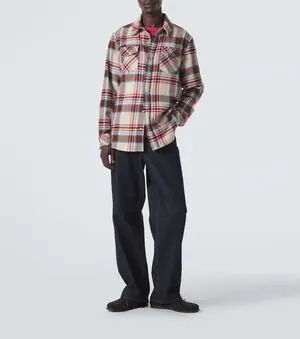 GOD'S TRUE CASHMERE Plaid Cashmere Shirt With Amethyst - Brown