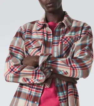 GOD'S TRUE CASHMERE Plaid Cashmere Shirt With Amethyst - Brown