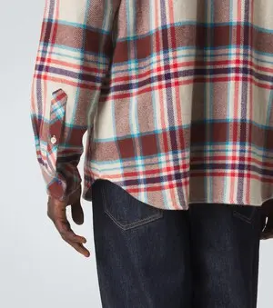 GOD'S TRUE CASHMERE Plaid Cashmere Shirt With Amethyst - Brown