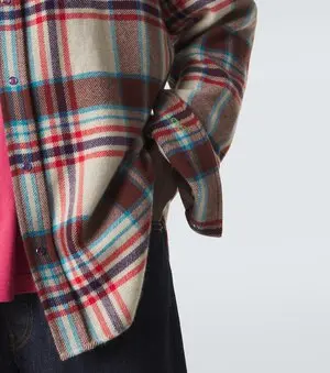 GOD'S TRUE CASHMERE Plaid Cashmere Shirt With Amethyst - Brown