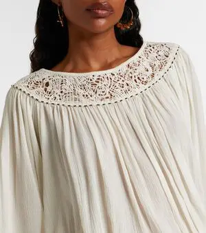 Isabel Marant Étoile Nelida Guipure Lace-trimmed Silk Blouse - White