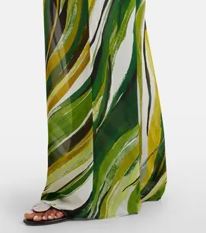 Christopher Esber Printed Silk Wide-leg Pants