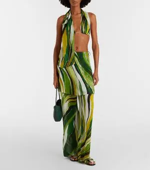 Christopher Esber Printed Silk Wide-leg Pants