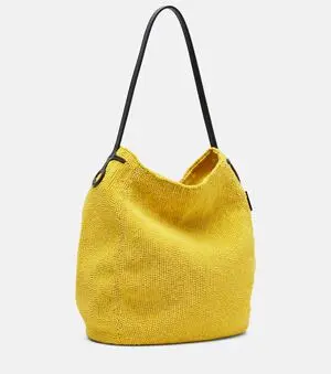 JW Anderson Bulb Small Beaded Leather-trimmed Shoulder Bag - Yellow