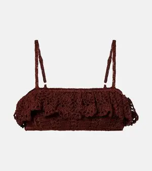 Anna Kosturova Crochet Cotton Bra Top - Brown