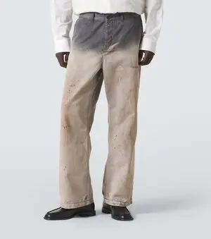 Our Legacy Distressed Faded Wide-leg Trousers - Beige