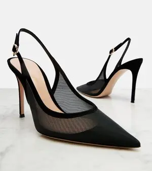 GIANVITO ROSSI Suede-trimmed Slingback Pumps