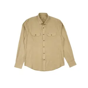EIGHT X Essential Utility Linen Long Sleeve Button Down Shirt Olive