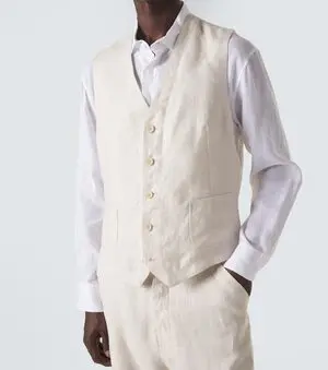 Brunello Cucinelli Herringbone Linen Vest