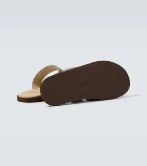 Brunello Cucinelli Logo Suede Sandals