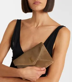 Saint Laurent Cassandre Small Suede Clutch
