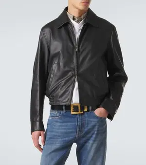 Versace Leather Blouson Jacket - Black