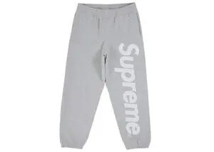 Supreme Satin Applique Sweatpant - Heather Grey