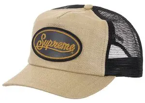 Supreme Raffia Mesh Back 5 Panel Hat - Tan
