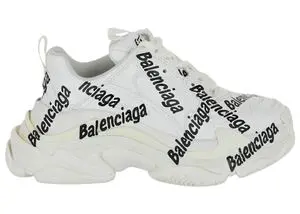 Balenciaga Triple S Allover Logo Sneakers - White/black