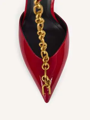 Balmain Sync Patent Leather Stilettos With Chain Detail - Red