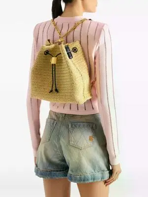 Balmain Pulse Crochet And Leather Backpack - Neutrals