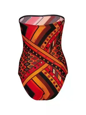 Emilio Pucci Vivara Print Strapless Swimsuit - Red