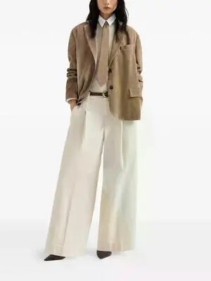 Brunello Cucinelli Pleated Palazzo Trousers With Monili Detail - Neutrals
