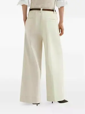 Brunello Cucinelli Pleated Palazzo Trousers With Monili Detail - Neutrals
