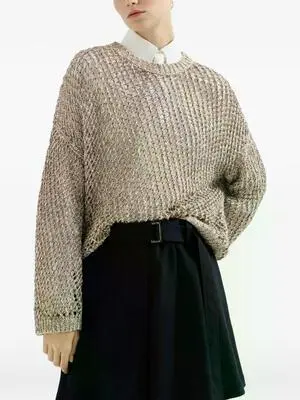 Brunello Cucinelli Silk And Linen Chiné Net Sweater