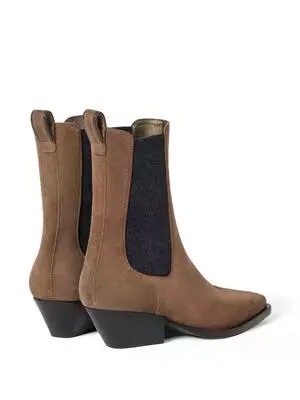 Brunello Cucinelli Suede Chelsea Boots With Monili Embellishment