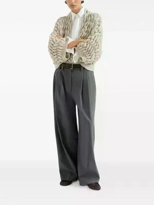 Brunello Cucinelli Tropical Luxury Wool Tailored Trousers With Monili Decoration