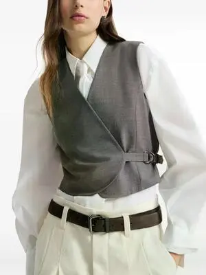 Brunello Cucinelli Tropical Wool Vest With Monili Embellishment