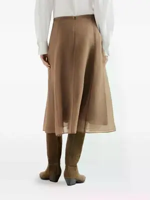 Brunello Cucinelli Crispy Silk Circle Skirt - Neutrals