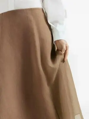 Brunello Cucinelli Crispy Silk Circle Skirt - Neutrals