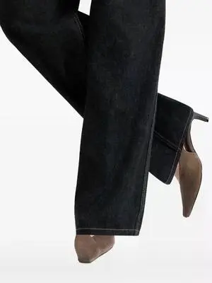 Brunello Cucinelli Suede Slingback Pumps With Monili Embellished Heel