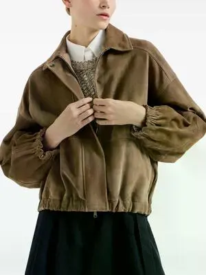 Brunello Cucinelli Suede Zip-up Jacket - Brown