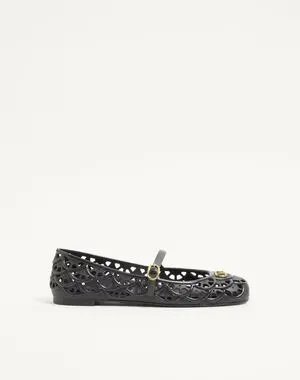 Valentino Garavani Ondette Rubber Ballerina Flats - Black