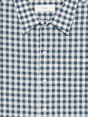DUNST Checked Cotton Blend Shirt - Blue