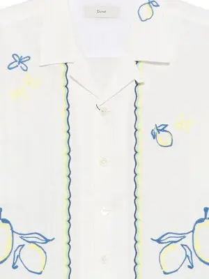 DUNST Embroidered Cotton Shirt - White