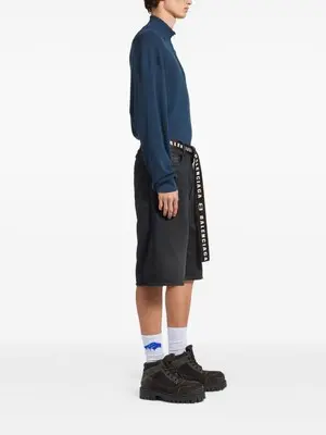 Balenciaga Denim Cotton Shorts - Blue
