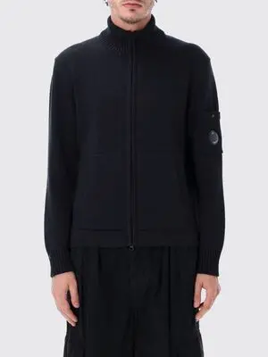 C.P. COMPANY Cotton Zip-up High Neck Cardigan - Blue