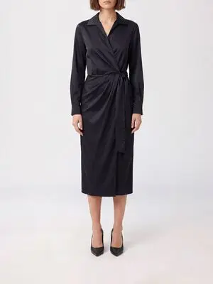 Max Mara Cotton Blend Wrap Chemisier Dress - Black