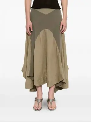 Our Legacy Asymmetric Midi Jersey Skirt - Green