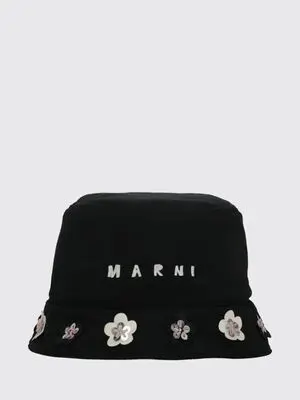 Marni Bucket Hat With Flower Applique - Black