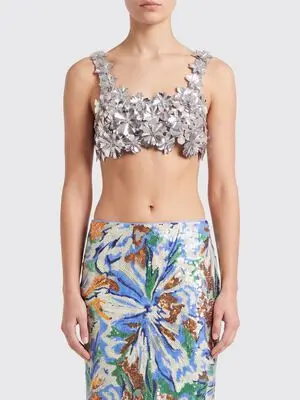 Rabanne Cropped Top With Discs And 3d Flowers