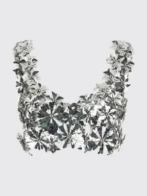 Rabanne Cropped Top With Discs And 3d Flowers