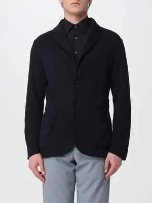 LARDINI Single-breasted Knit Blazer - Black