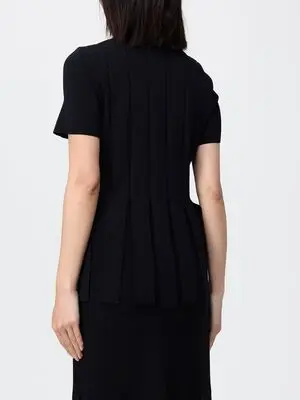 Liu Jo Ribbed Knit T-shirt With Vertical Cut-out Detailing - Black