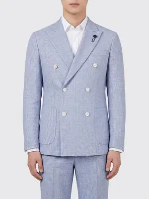 LARDINI Double Breasted Blazer - Gnawed Blue